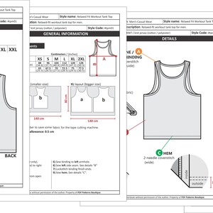 TANK TOP for MEN / Pdf Sewing Pattern / Workout Tank Top / 6 Sizes: Xs ...