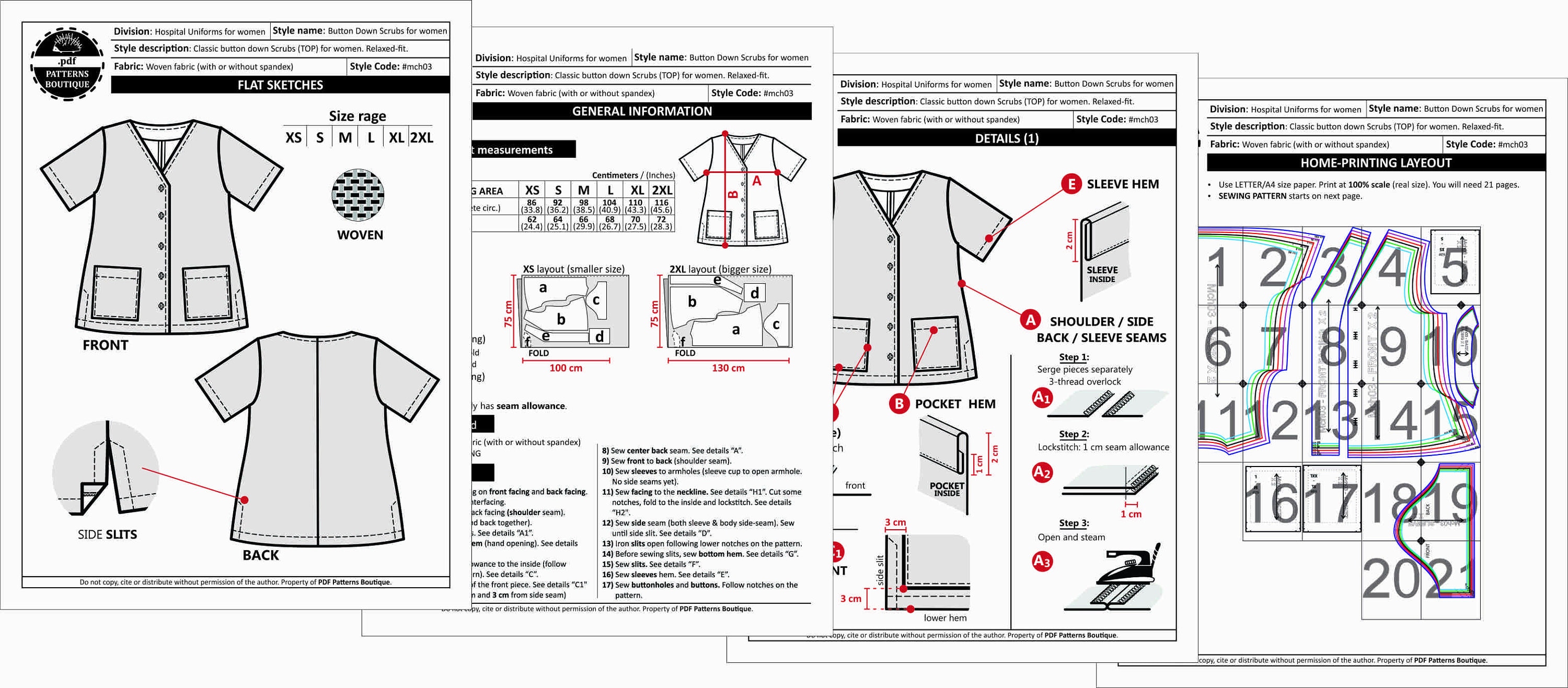 NURSE SCRUBS PDF Sewing Pattern for Women Uniform coat / - Etsy UK
