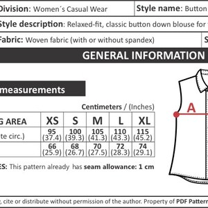 Button up Shirt / BLOUSE. PDF Sewing Pattern for Women With Video ...
