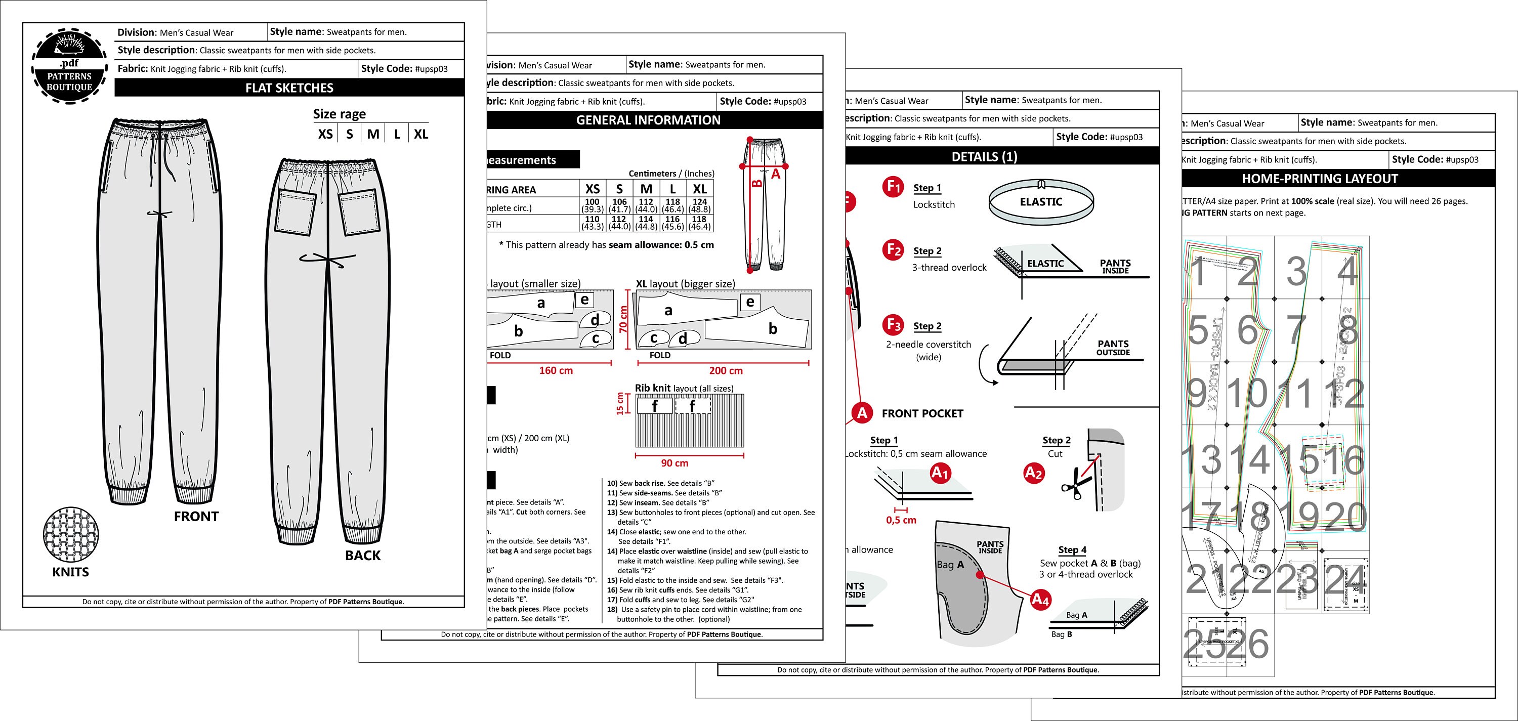 Hoodie & Sweatpants for Men / PDF Sewing Pattern / 5 Sizes | Etsy UK