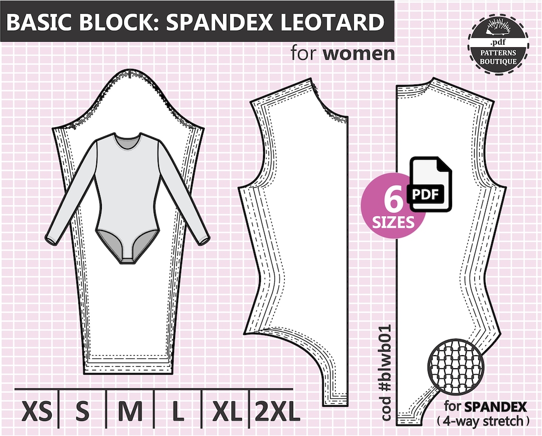 Basic LEOTARD Pattern BLOCK & SLEEVE for Knit Fabric spandex Pdf Sewing ...