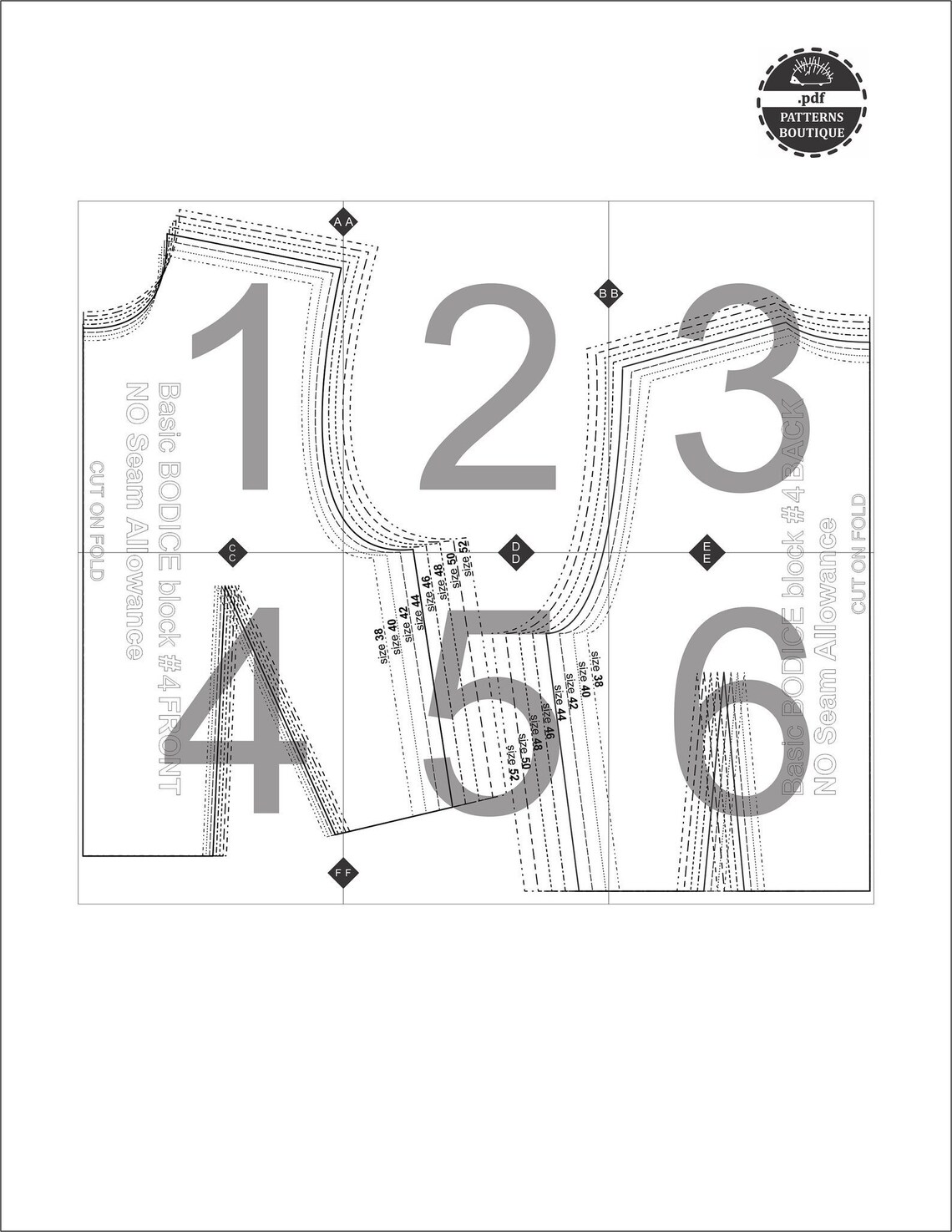 Basic BODICE BLOCK & SLEEVE Bodice Sloper 8 Sizes / Pdf | Etsy