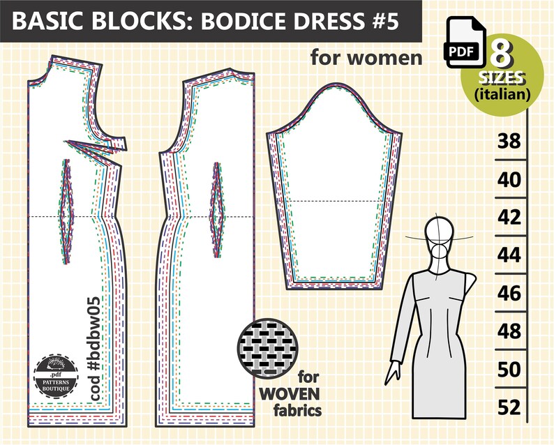 Basic DRESS BLOCK & SLEEVE Full Bodice Sloper W. Side Dart/ - Etsy