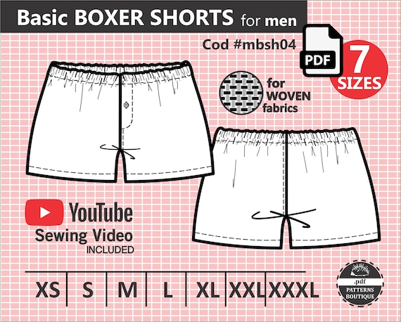 BOXER SHORTS for Men PDF Sewing Pattern & Youtube Video / - Etsy Australia
