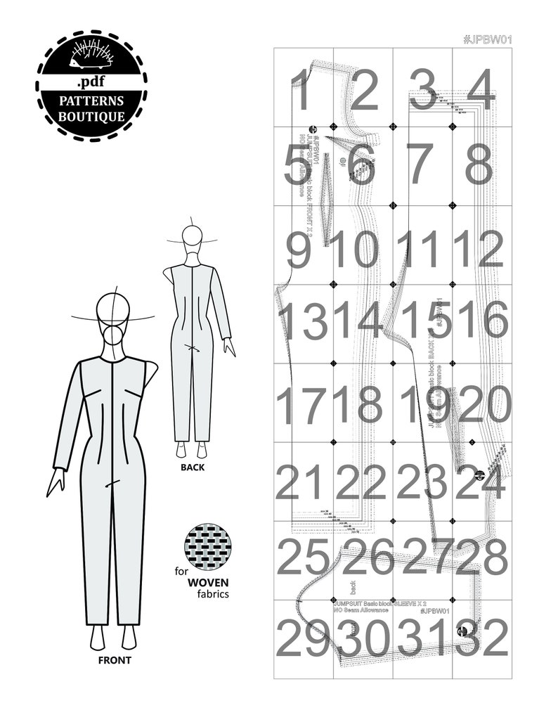 JUMPSUIT Basic Block / PDF Sewing Pattern / Overall for Women | Etsy Canada
