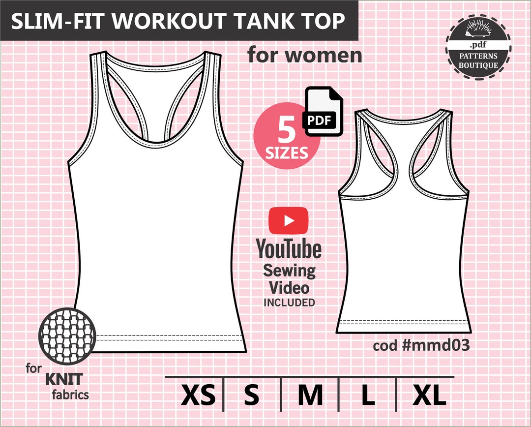 TANK TOP for Women PDF Sewing Pattern Slim Fit Workout - Etsy Canada