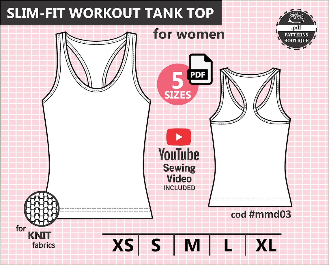 TANK TOP for Women PDF Sewing Pattern Slim Fit Workout - Etsy