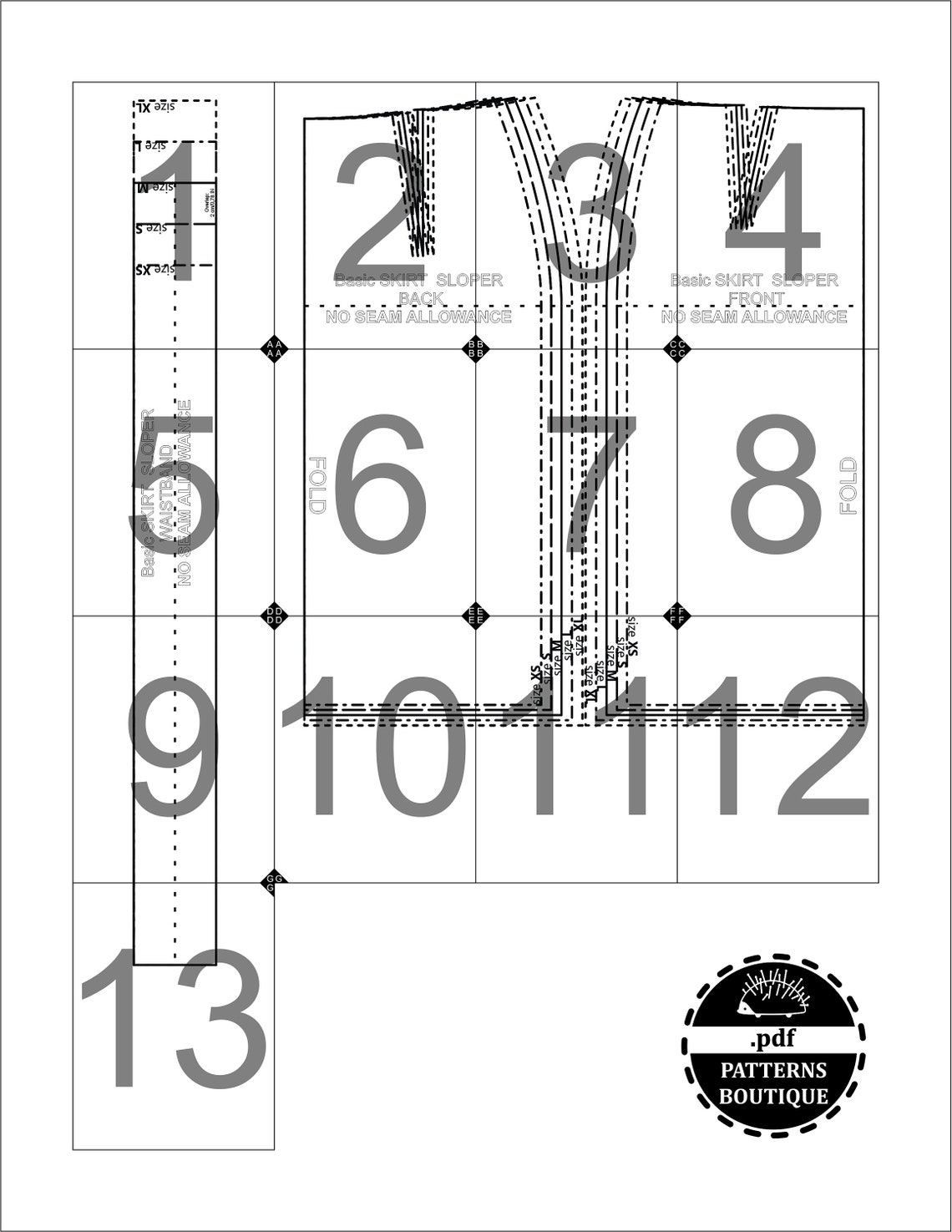 Basic SKIRT Block / Sloper Pdf Sewing Pattern / Basic - Etsy