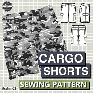 CARGO SHORTS for Men PDF Sewing Pattern and Youtube Video/ - Etsy
