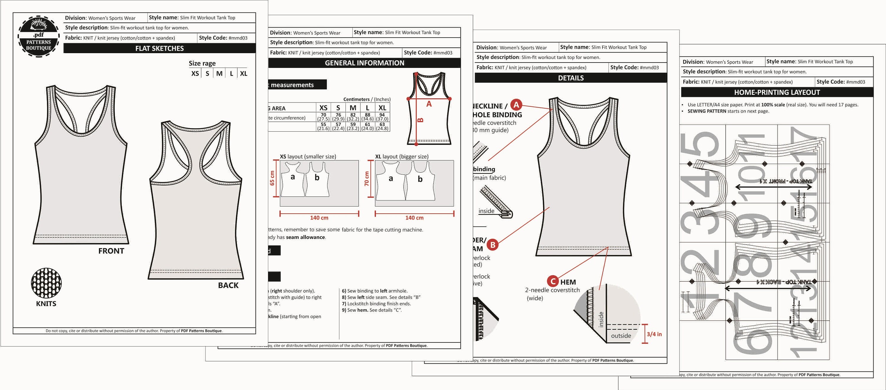 TANK TOP for Women PDF Sewing Pattern Slim Fit Workout - Etsy Canada