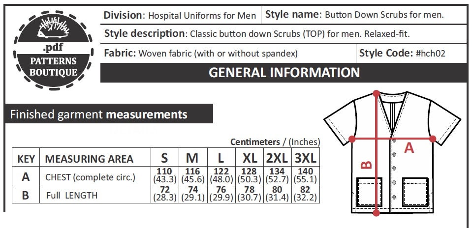 SCRUBS for Men PDF Sewing Pattern / HEALTHCARE Uniforms / S | Etsy