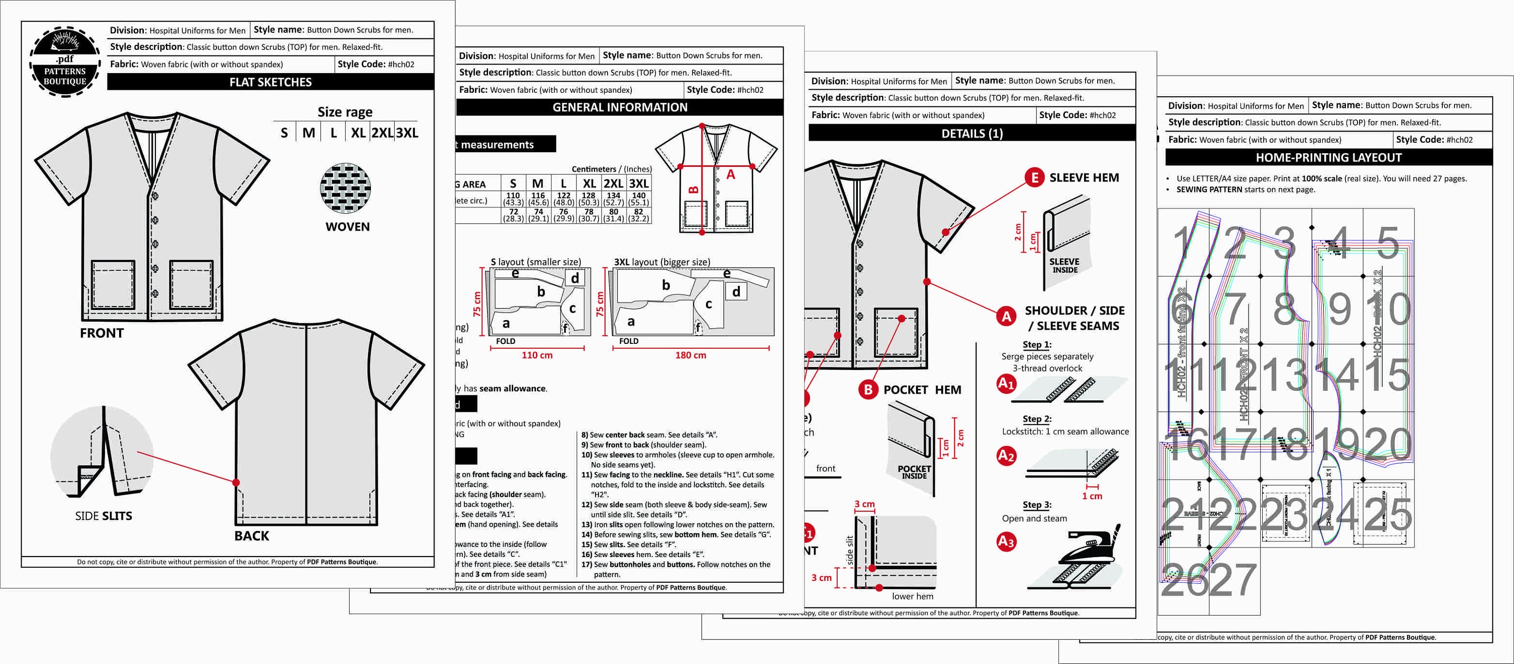 SCRUBS for Men PDF Sewing Pattern / HEALTHCARE Uniforms / S | Etsy