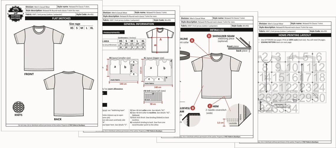 T-SHIRT for MEN / PDF Sewing Pattern / Classic T-shirt / 5 - Etsy