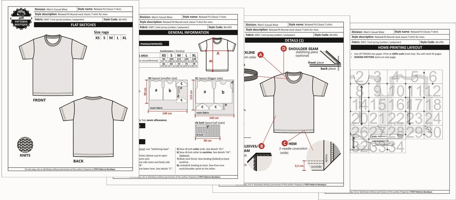 T-SHIRT for MEN / PDF Sewing Pattern / Classic T-shirt / 5 - Etsy