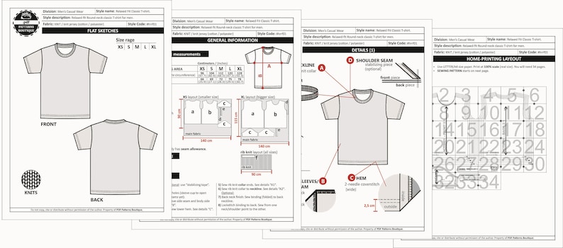 T-SHIRT for MEN / PDF Sewing Pattern / Classic T-shirt / 5 | Etsy