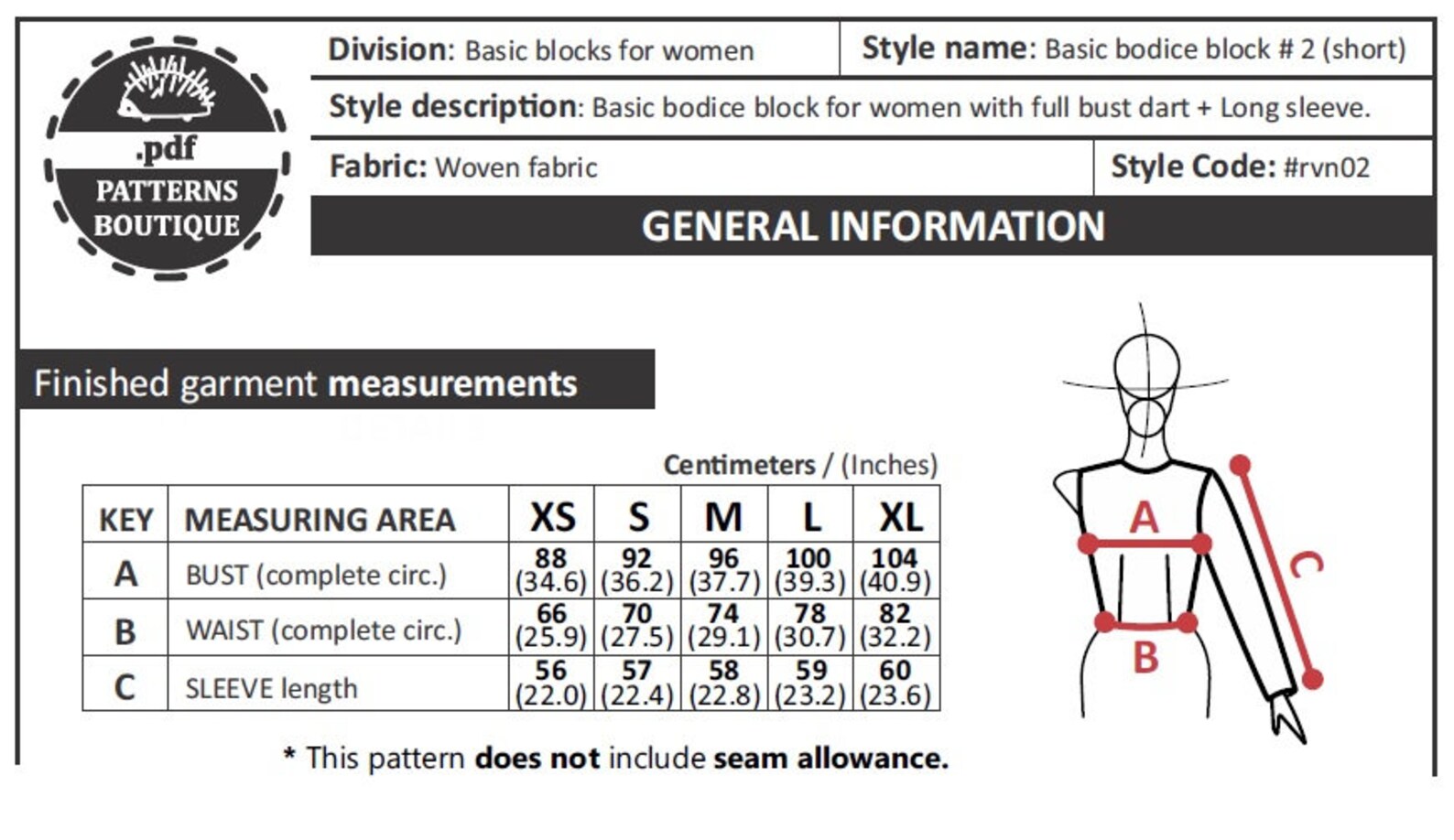 Basic BODICE BLOCK & SLEEVE Bodice Sloper 2 in 1 / Pdf | Etsy