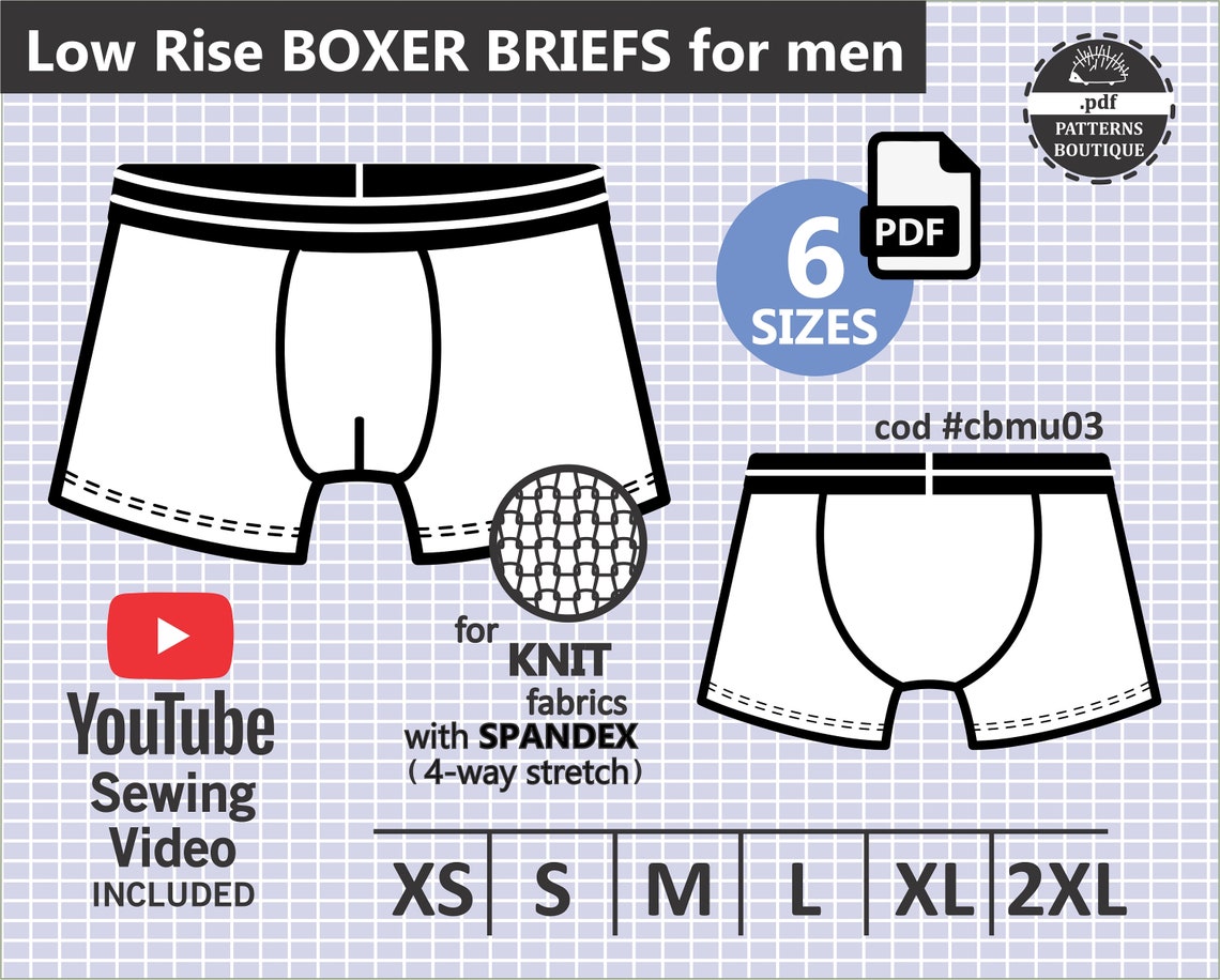 Boxer Briefs for Men / PDF Sewing Pattern & Youtube Sewing - Etsy Australia