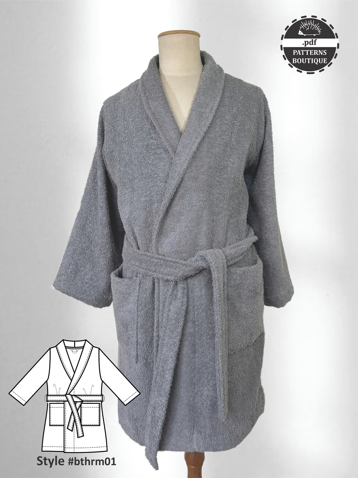 Shawl Collar BATHROBE for Men PDF Sewing Pattern & Youtube - Etsy