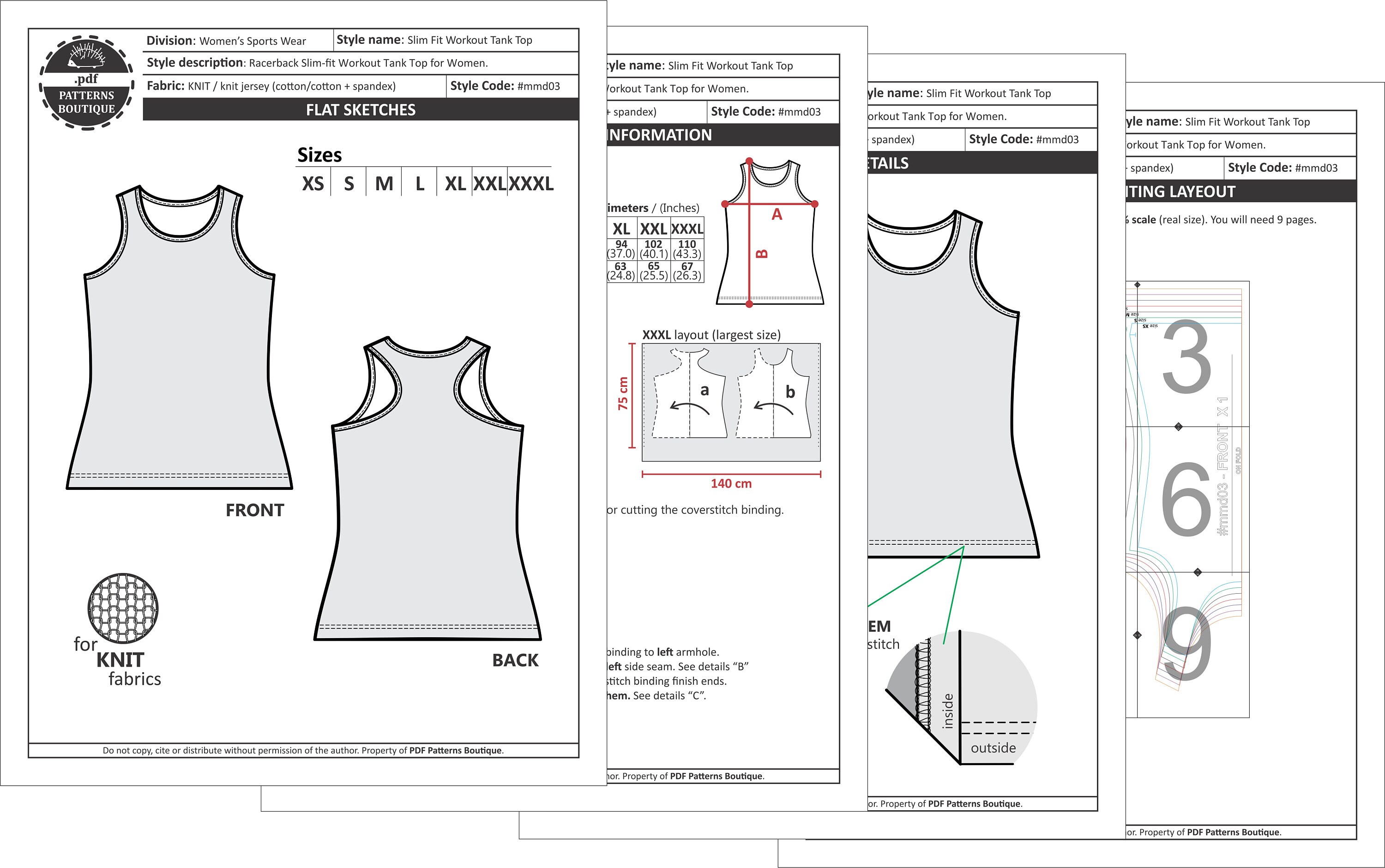 TANK TOP for Women PDF Sewing Pattern Slim Fit Workout - Etsy