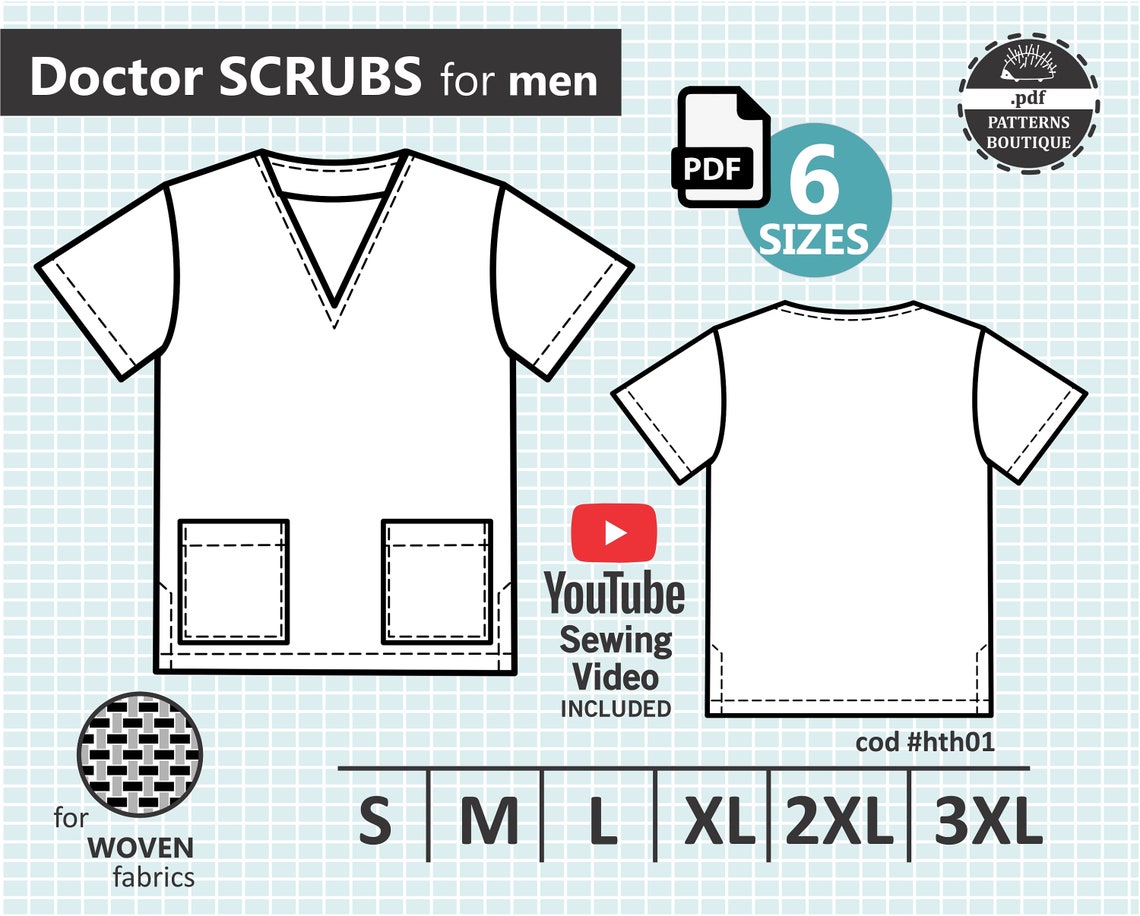 DOCTOR SCRUBS / PDF Sewing Pattern & Youtube Sewing Video/ - Etsy