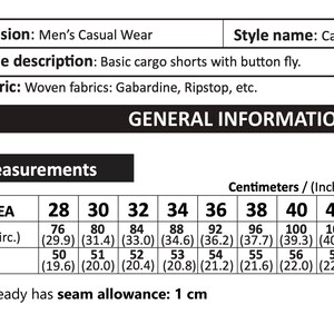 CARGO SHORTS for Men PDF Sewing Pattern and (Download Now) - Etsy