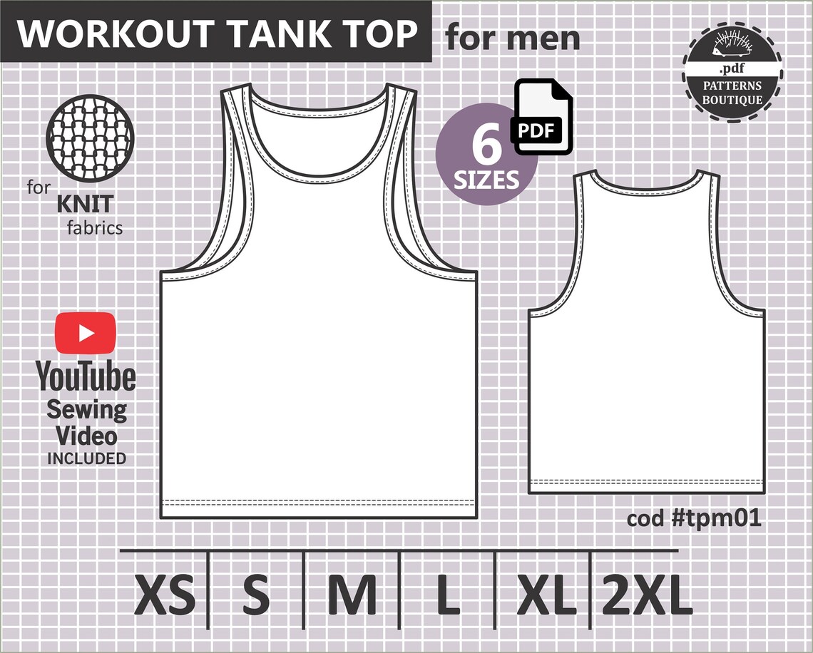 TANK TOP for MEN / Pdf Sewing Pattern / Workout Tank Top / 6 - Etsy