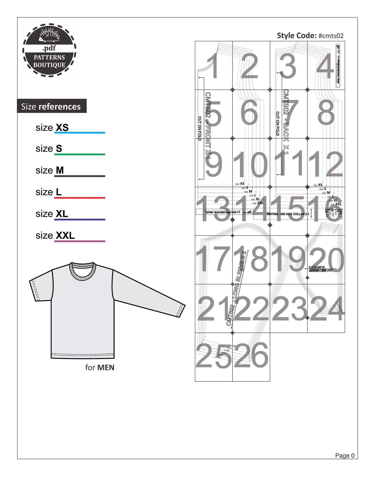 T-shirt for Men / PDF Sewing Pattern / 6 Sizes: Xs to Xxl / - Etsy