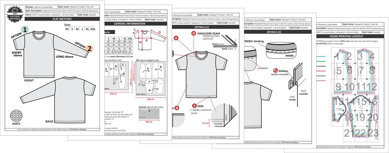 T-shirt for Women / PDF Sewing Pattern / Sizes: Xs to Xxl / - Etsy