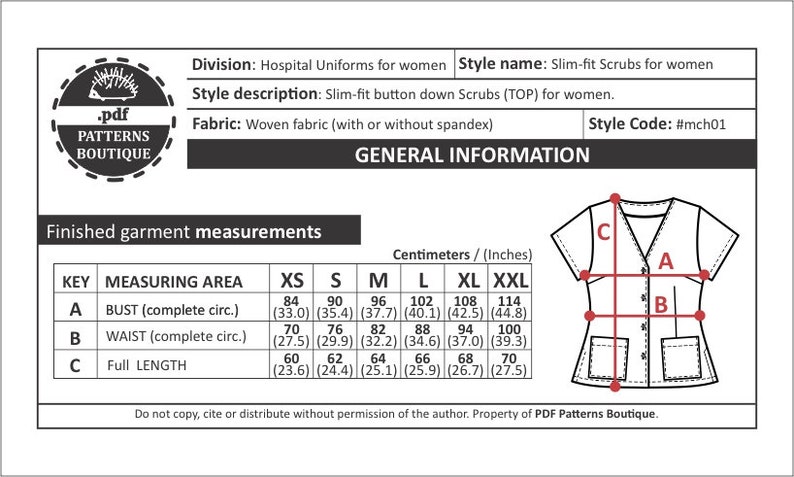 NURSE SCRUBS Lab Coat / PDF Sewing Pattern for Women: Xs to - Etsy UK