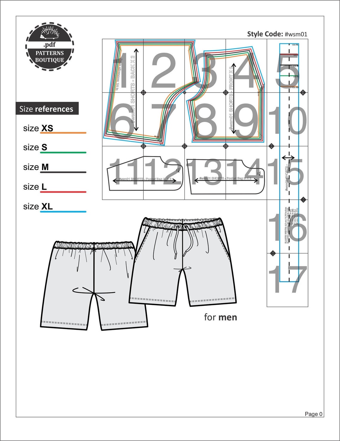 WORKOUT SHORTS for Men PDF Sewing Pattern & Youtube Video / - Etsy