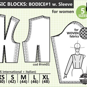 Basic BODICE BLOCK & SLEEVE Bodice Sloper 2 in 1 / Pdf - Etsy