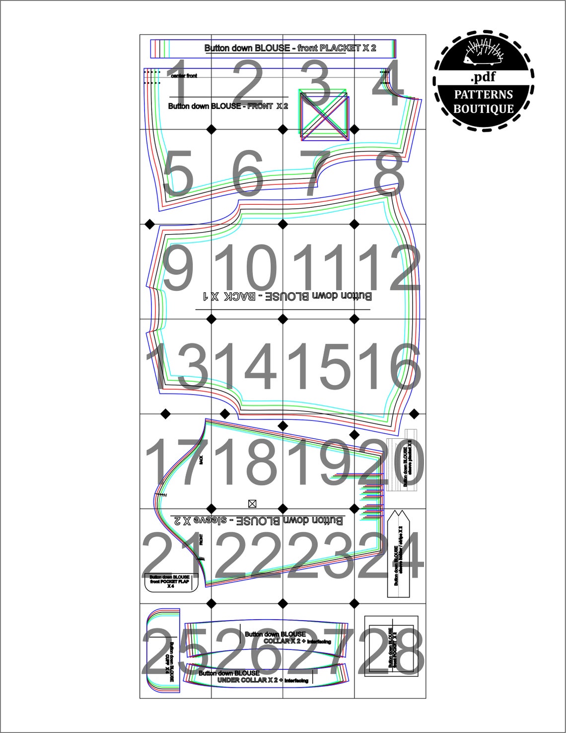 Button up Shirt / BLOUSE. PDF Sewing Pattern for Women With | Etsy