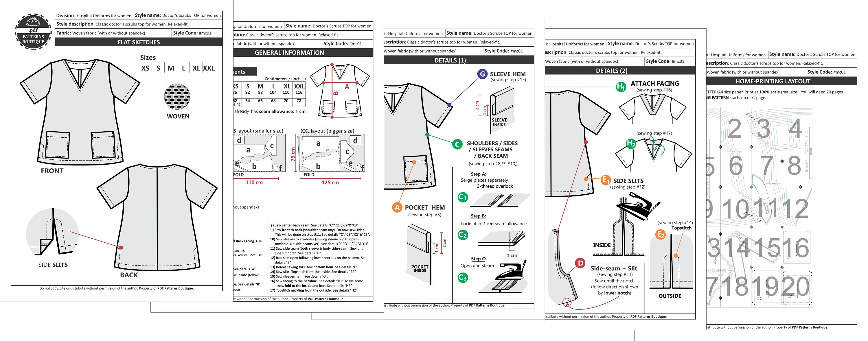 Complete NURSE SCRUBS PDF Sewing Pattern for Women & Youtube | Etsy ...