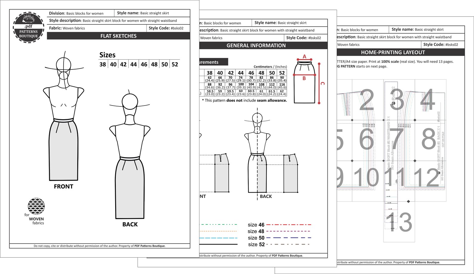 Basic SKIRT Block / Sloper Pdf Sewing Pattern / Basic - Etsy