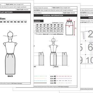 Basic SKIRT Block / Sloper Pdf Sewing Pattern / Basic Straight Skirt ...
