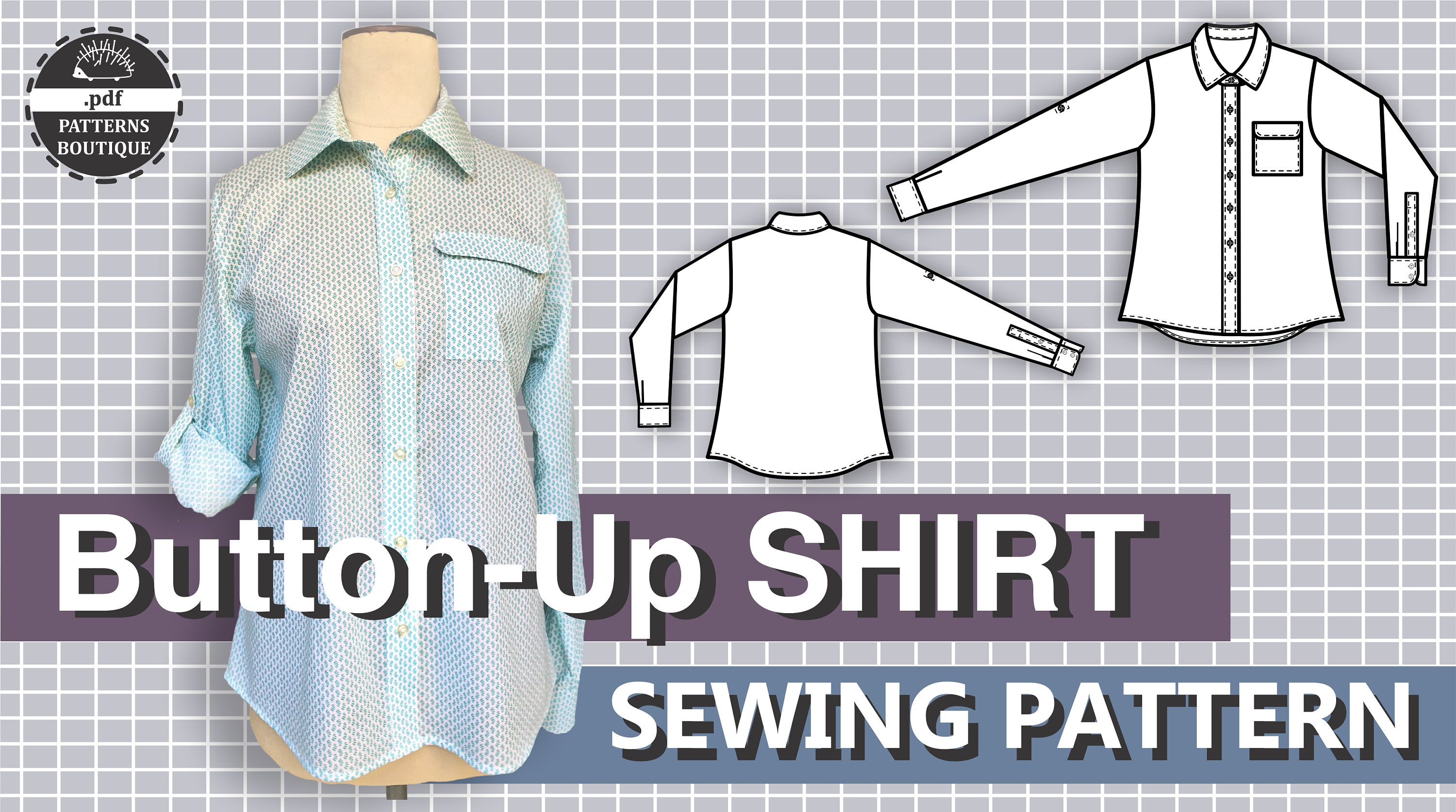 Button up Shirt / BLOUSE. PDF Sewing Pattern for Women With | Etsy