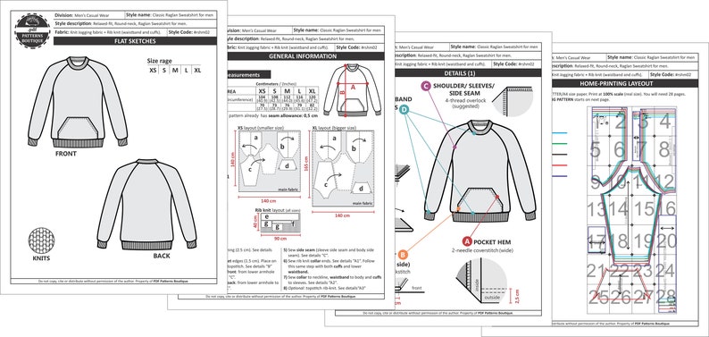 Raglan Sweatshirt and Sweatpants for Men / PDF Sewing Pattern | Etsy