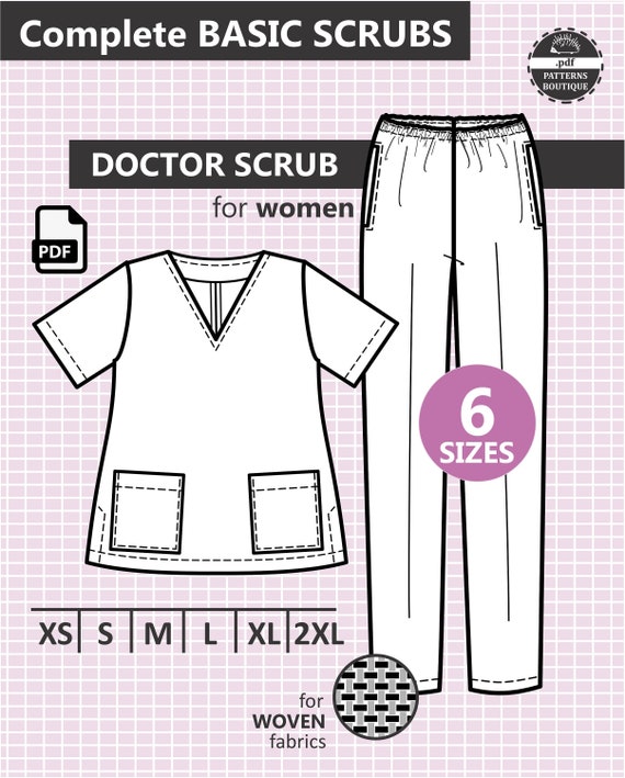 Complete NURSE SCRUBS PDF Sewing Pattern for Women & Youtube | Etsy