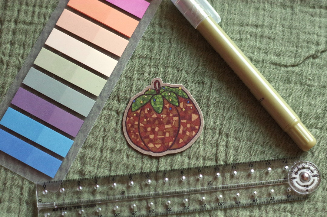 Mosaic Tomato Pin Cushion Sticker 100% Recycled Kraft Paper Bujo ...