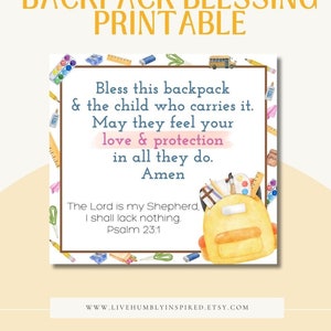 Backpack Blessing Prayer Tag Download and Printable Handout for Back to ...