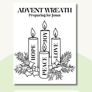 Advent Candle Wreath Coloring Sheet Printable for Sunday School or ...