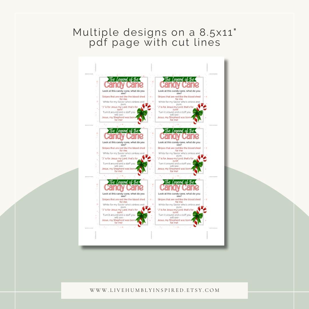 Legend of Candy Cane Card: Christmas Story Gift Tag (PDF) - Etsy