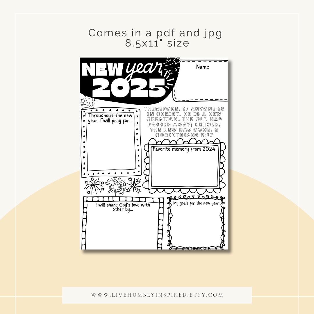 Happy New Year Religious Printable Sheet for Sunday School, Church ...