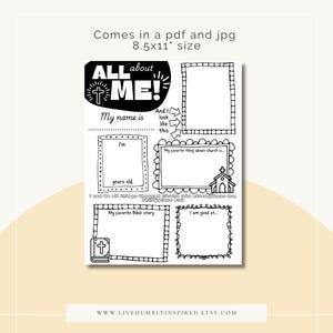 All About Me Printable Sheet for Sunday School, Church, Homeschooling ...