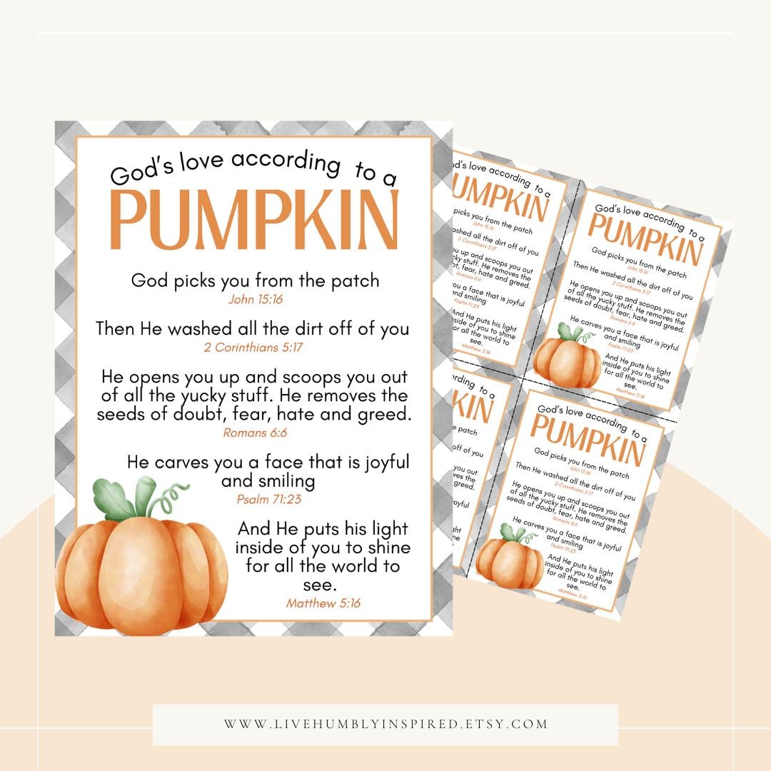 Gods Love According to a Pumpkin Printable Sunday School or Homeschool ...