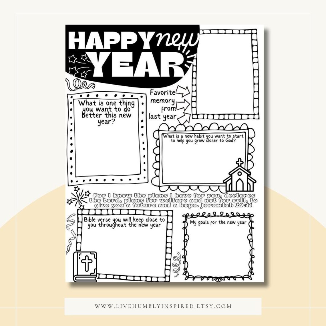 Religious New Year Printable Sheet for Sunday School, Church ...
