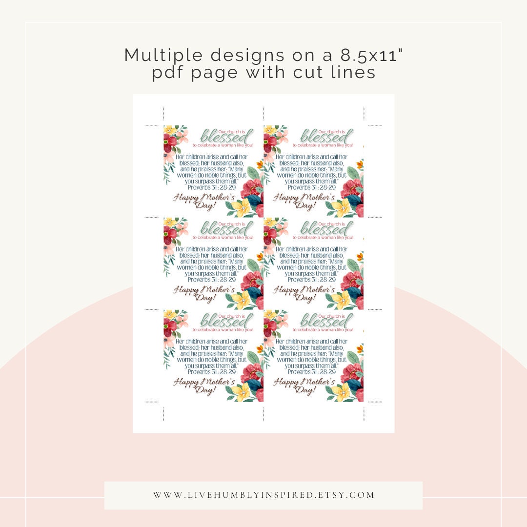 Mother's Day Church Tag Download and Printable Handout Gift With ...