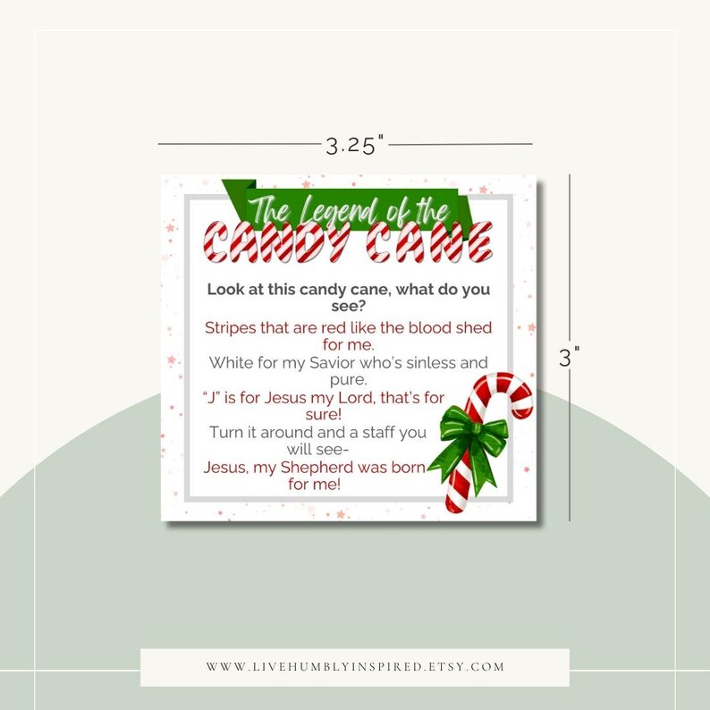 Legend of Candy Cane Card for Christmas Story to Attach as a Holiday ...