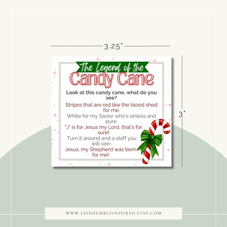 Legend of Candy Cane Card: Christmas Story Gift Tag (PDF) - Etsy