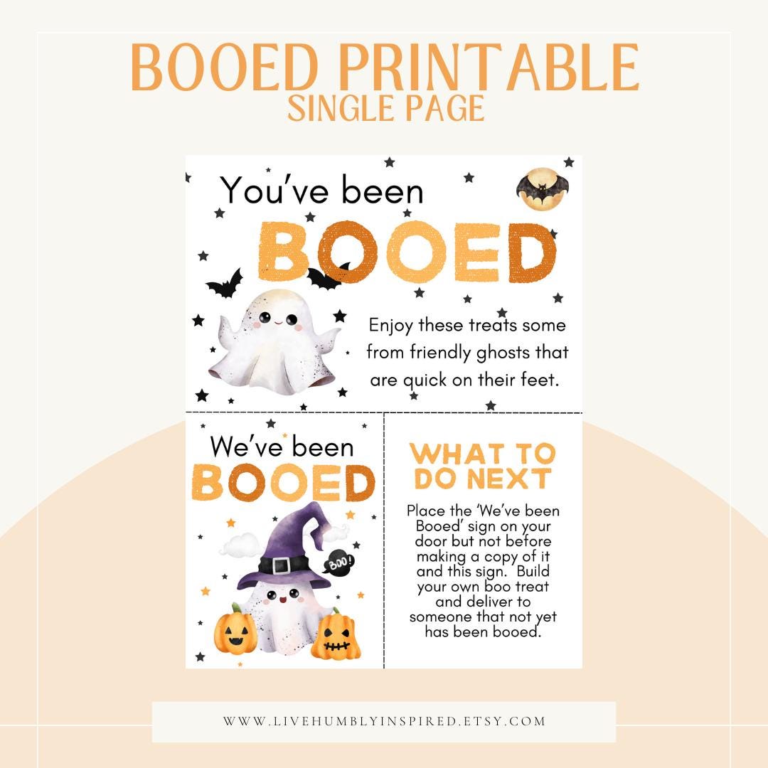 You've Been Booed Halloween Printable Sign and Instructions Cute Ghost ...